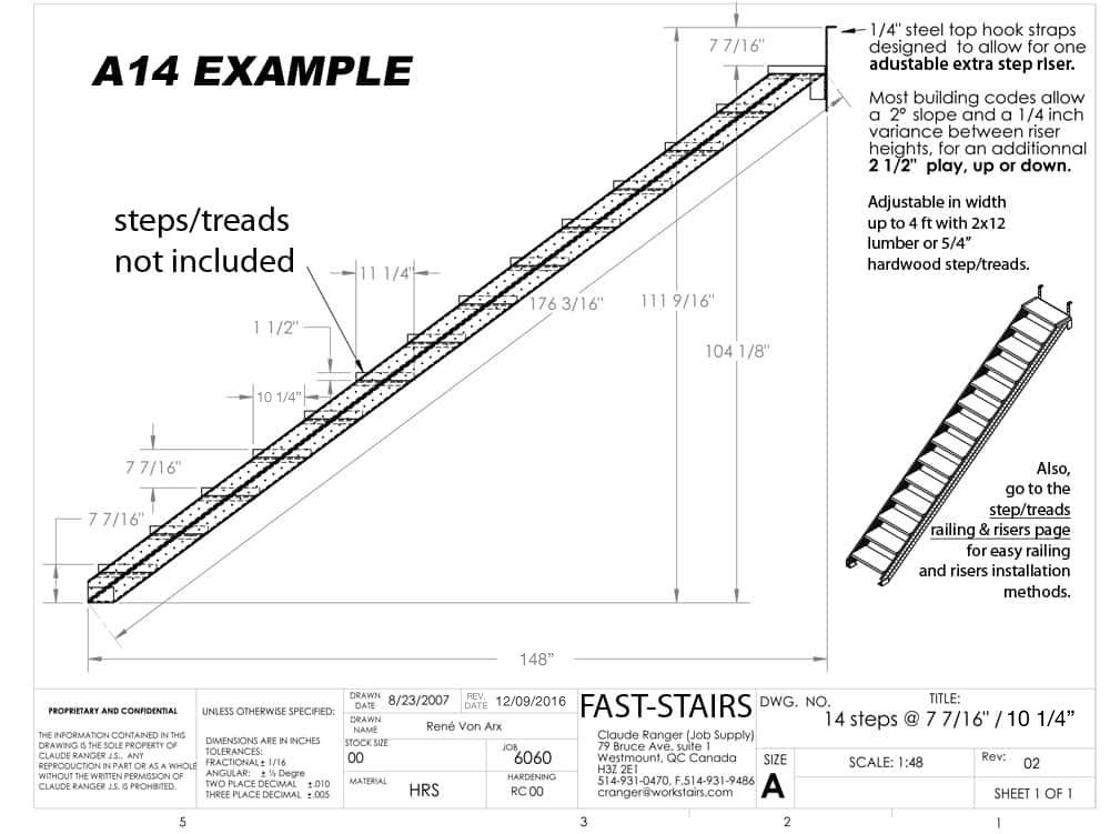 Modular Adjustable Steel Stair Stringers, Rustproof, Solid